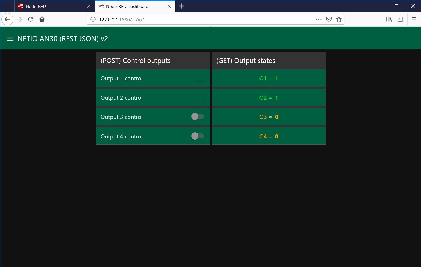An30 Node Red Example Of Rest Json Communication With Netio 4x Netio Products Smart Power