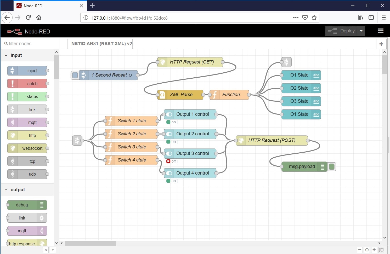 An31 Node Red Example Of Rest Xml Communication With Netio 4x Netio Products Smart Power
