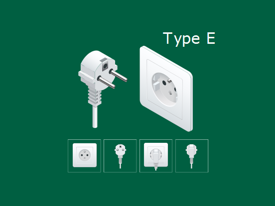 Type E: Electrical power plug used in France, Czech Republic, Slovakia
